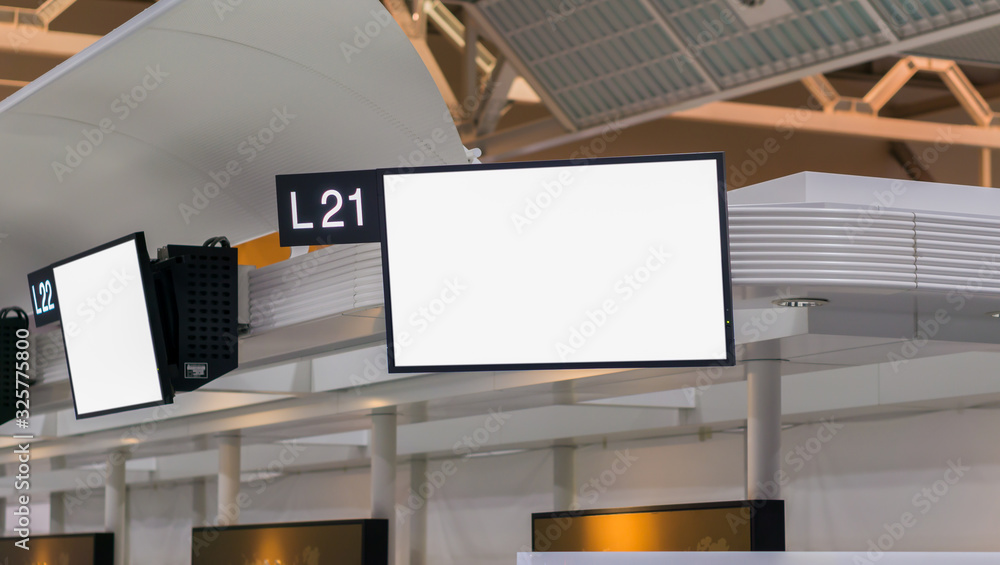 Blank billboard posters in the airport,Empty advertising billboard at ...