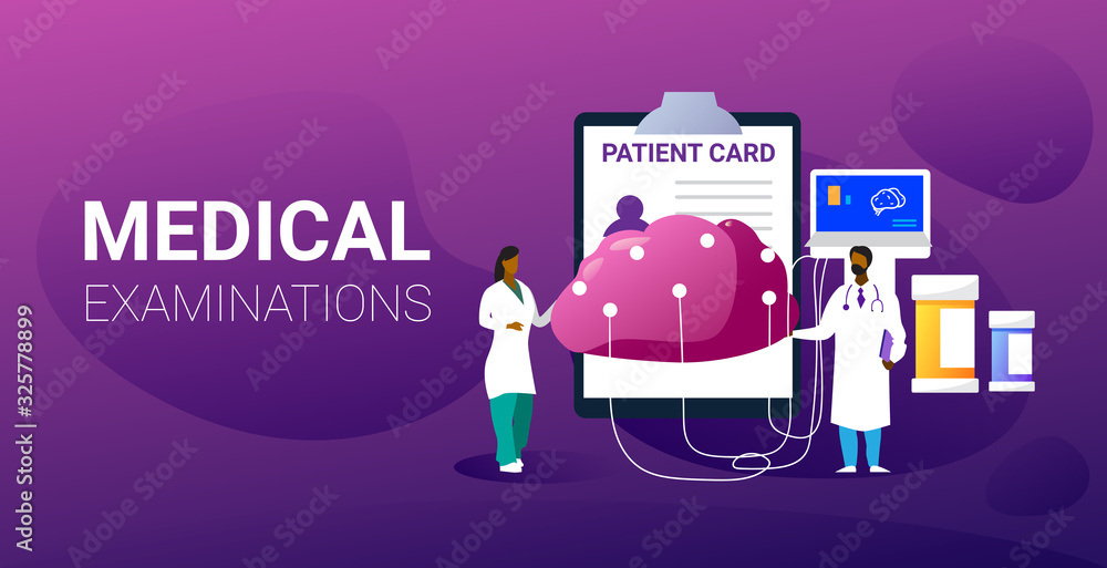 doctors couple examining human brain medical consultation internal ...