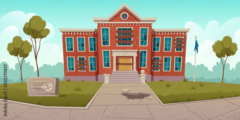 Old School Building Cartoon