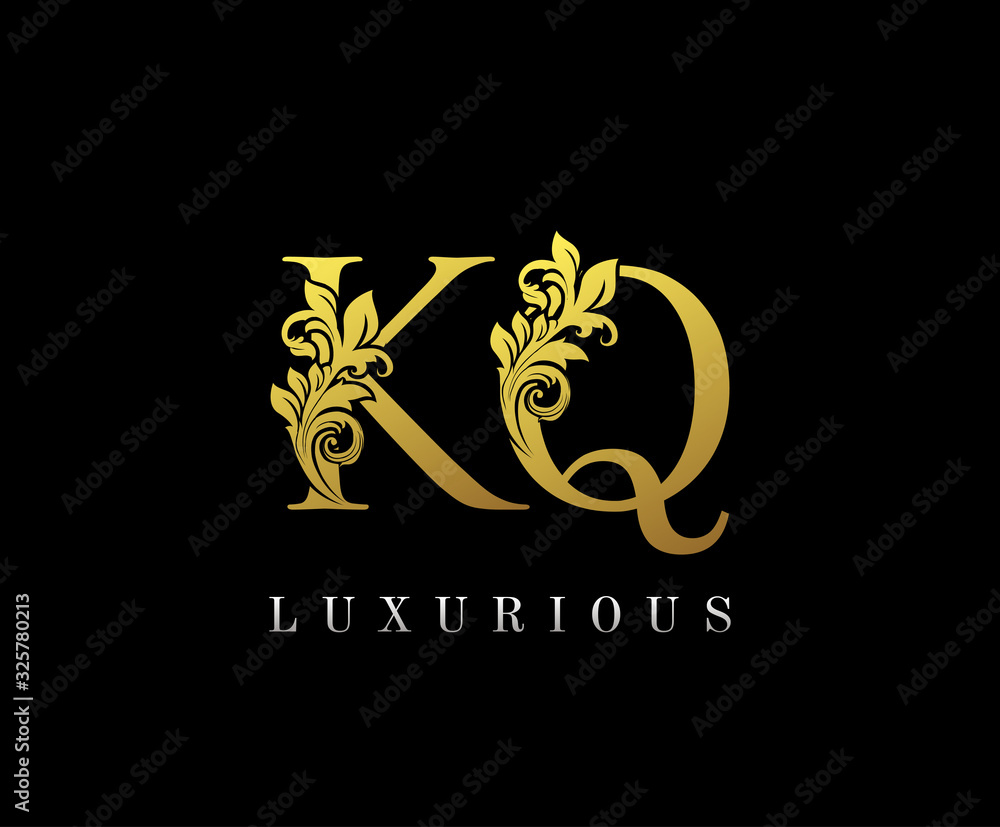 Golden Letter KQ Logo Icon . Initial Letter K and Q Design Vector ...