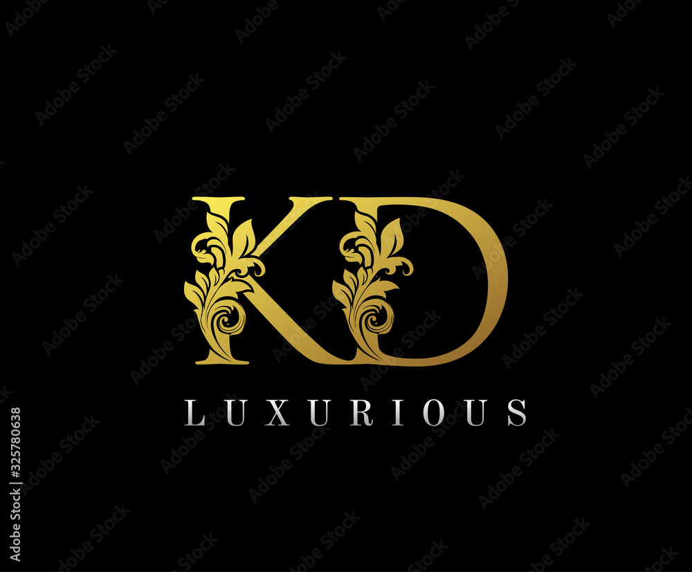 Golden Letter KD Logo Icon . Initial Letter K and D Design Vector ...