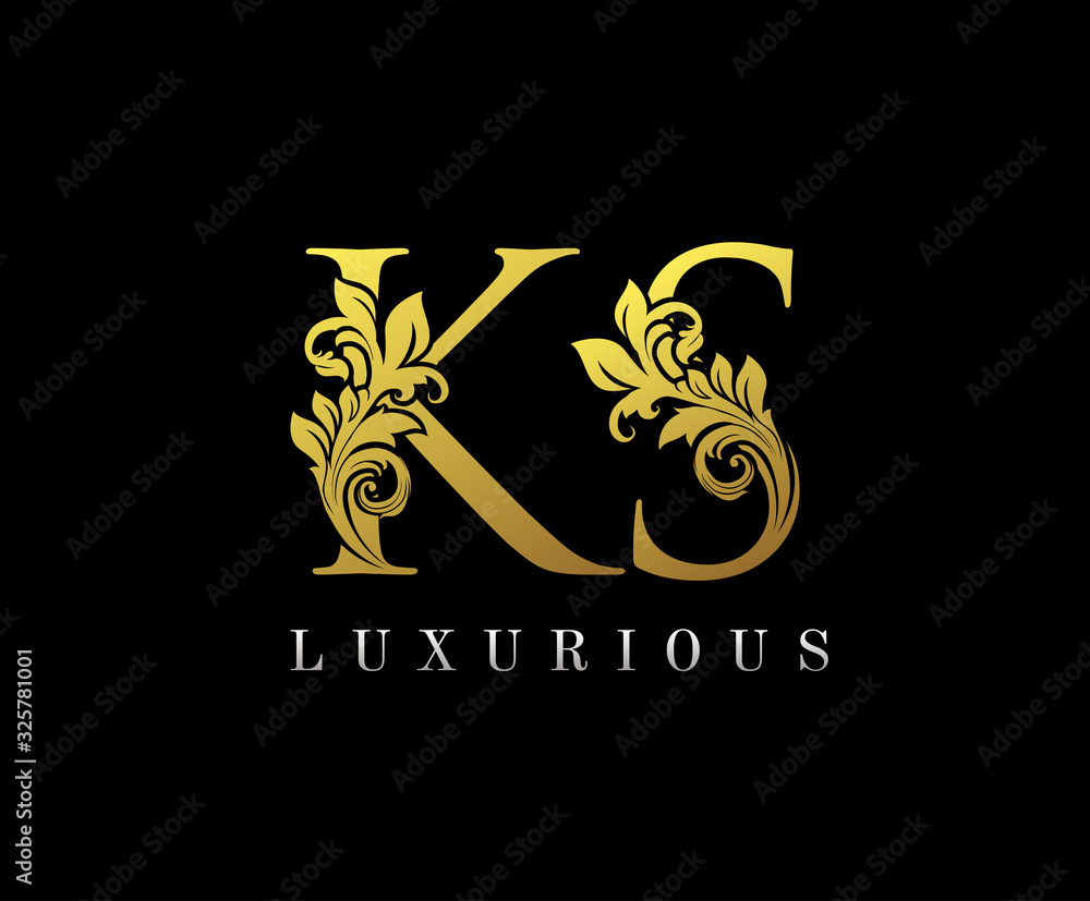 Golden Letter KS Logo Icon . Initial Letter K and S Design Vector ...