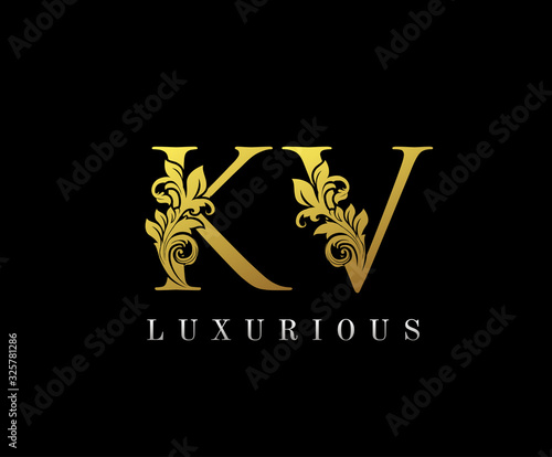 Golden Letter KV Logo Icon . Initial Letter K and V Design Vector ...