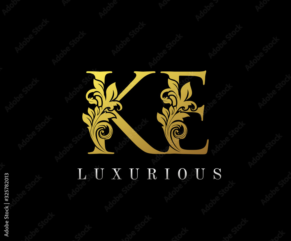 Golden Letter KE Logo Icon . Initial Letter K and E Design Vector ...