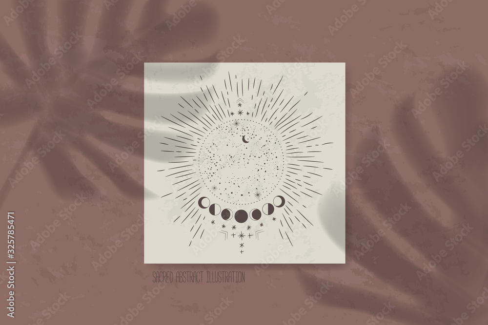 shadow of a tropical leaf on paper. tarot cards, seance, astral sacred ...