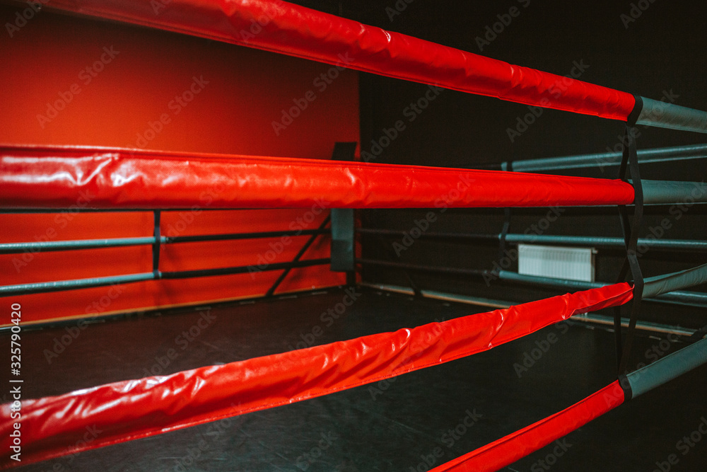 Empty ring for sparring, adapted for boxers, athletes who are fighting ...