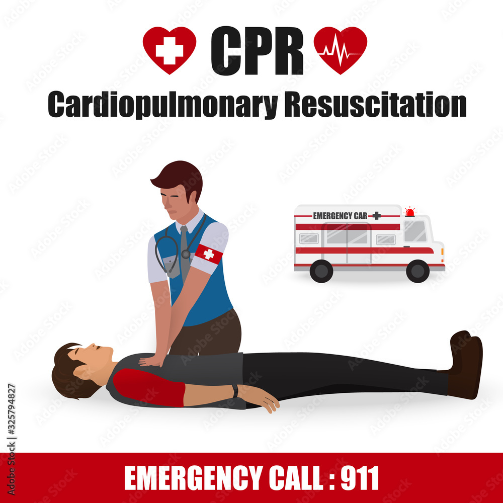 Cardiopulmonary Resuscitation (CPR) Label Sign for Emergency First Aid ...