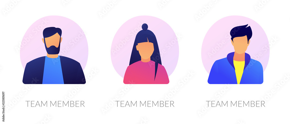 User personal profile characters set for social network. Employees ...