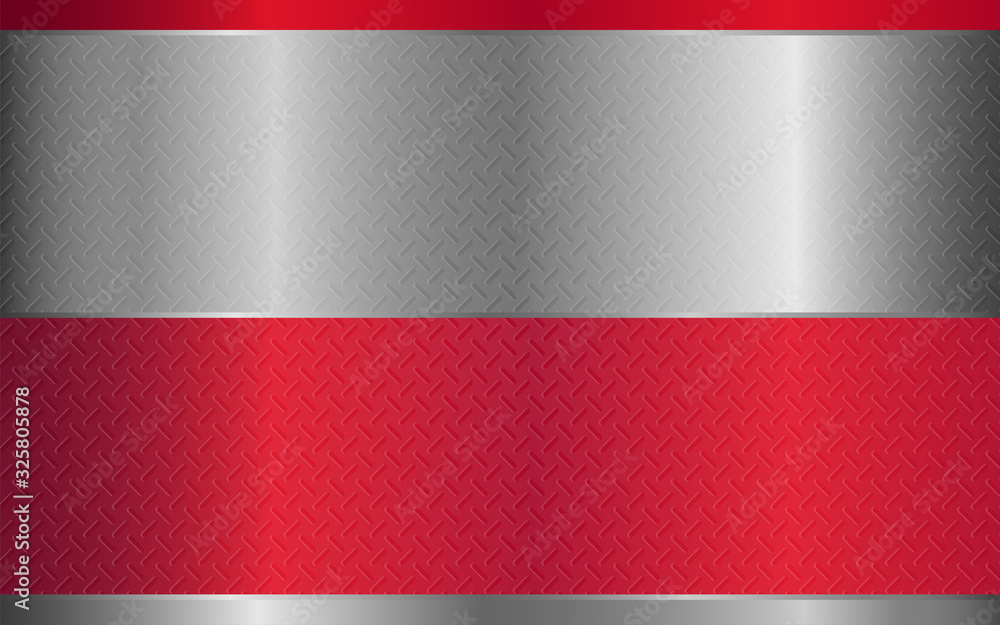 Abstract red and silver gray realistic metallic shape texture ...