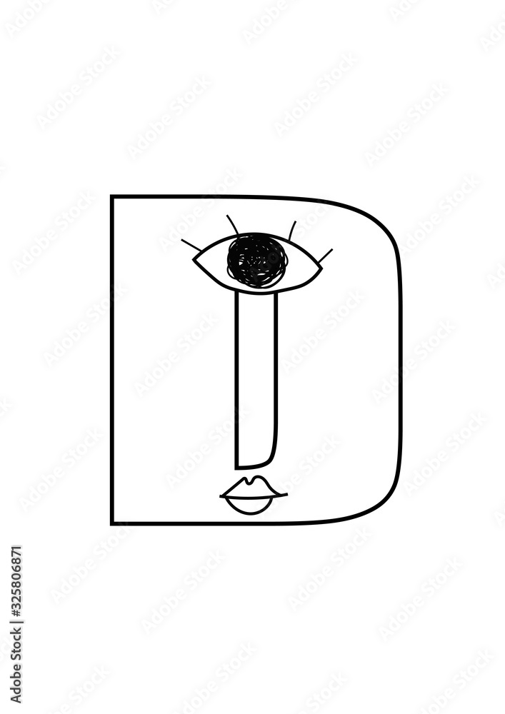 Cartoon style alphabet letter D Stock Illustration | Adobe Stock