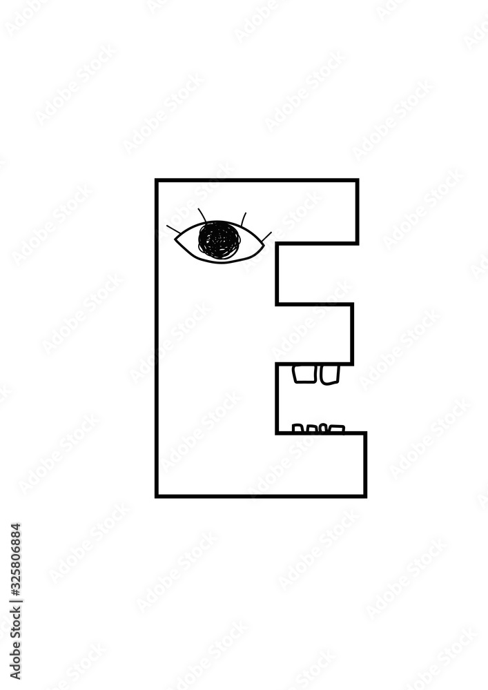 Cartoon style alphabet letter E Stock Illustration | Adobe Stock