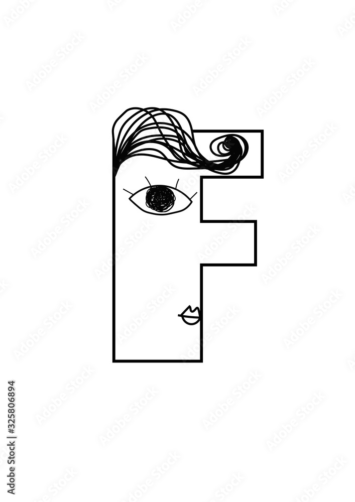 Cartoon style alphabet letter F Stock Illustration | Adobe Stock