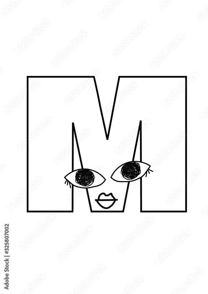 Cartoon style alphabet letter M Stock Illustration | Adobe Stock