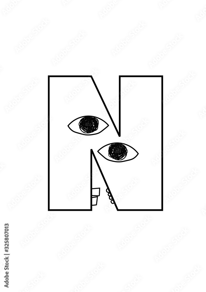 Cartoon style alphabet letter N Stock Illustration | Adobe Stock