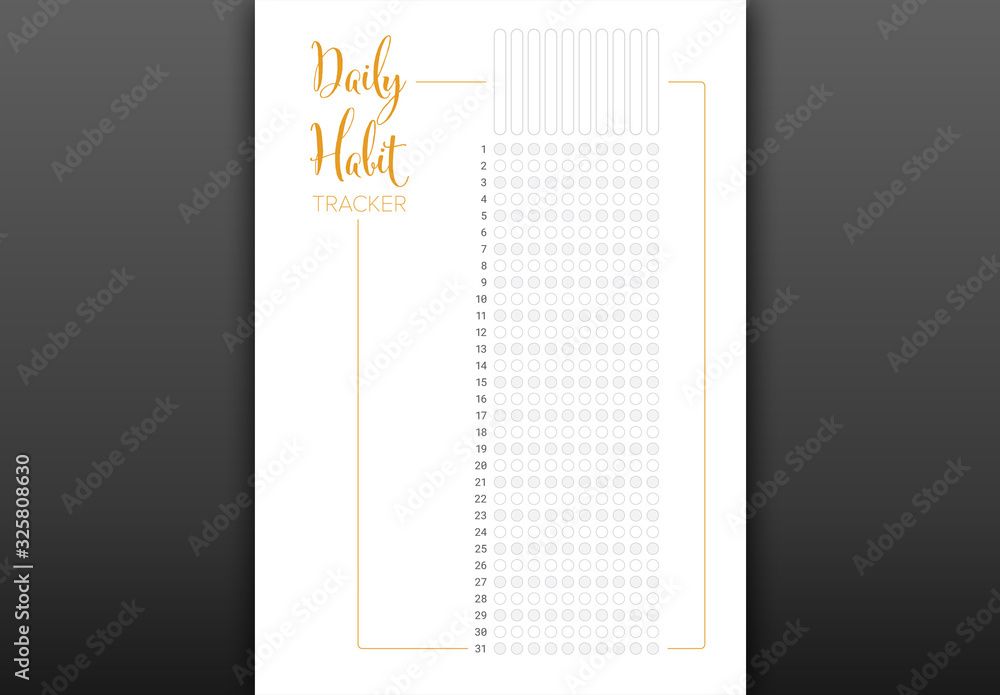 Daily Habit Tracker Layout Stock Template | Adobe Stock