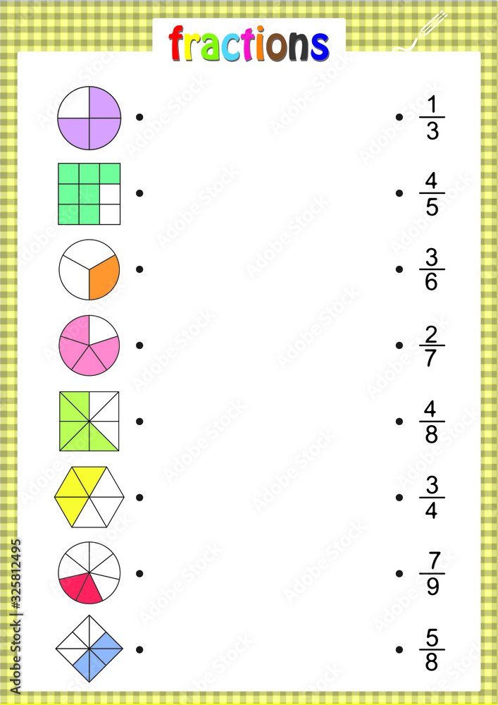 mathematics and geometry, Simplifying Fractions on white background ...