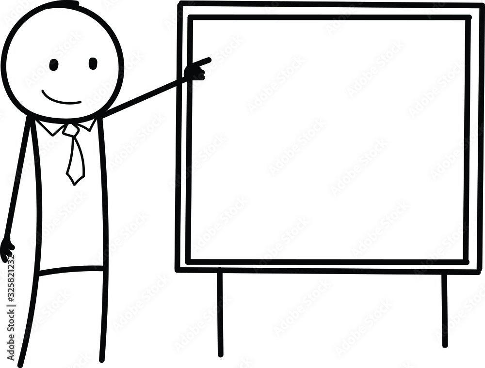 Cartoon stick figure explaining conceptual illustration of man or ...