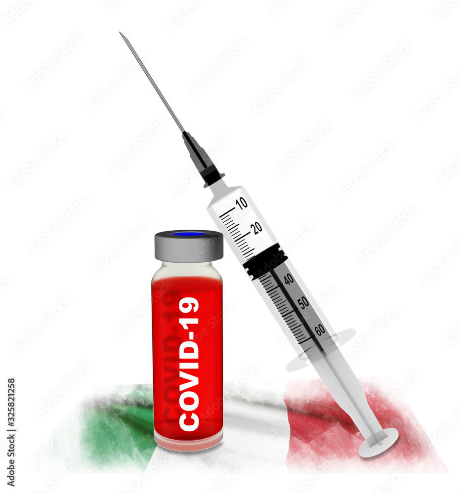 covid-19 coronavirus vaccination, syringe injection bottle red liquid ...