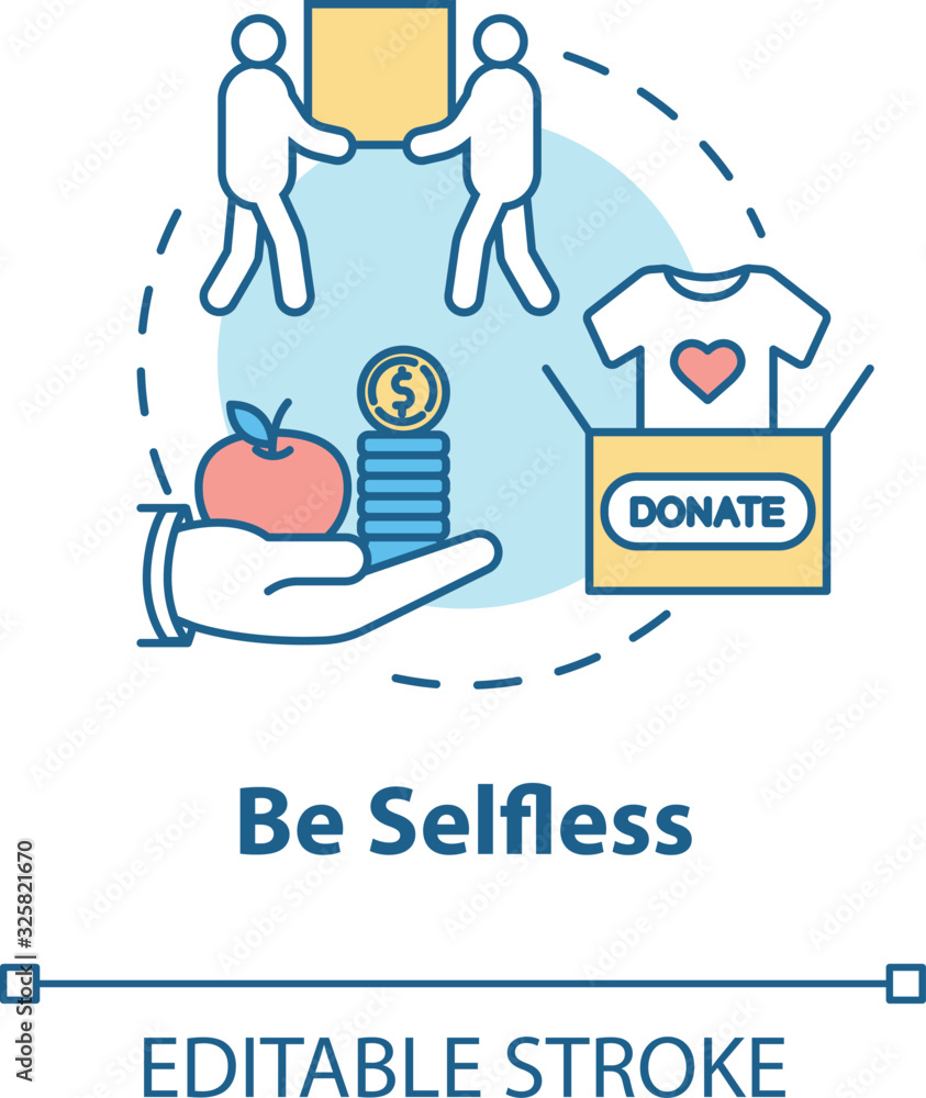 Be selfless concept icon. Clothes donation, social help and people ...
