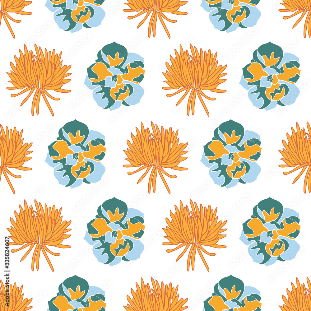 Succulants Tile-Houseplants seamless repeat pattern. Fresh succulent ...