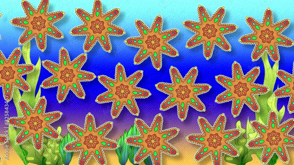 Vidéo Stock Abstract animated film with sea animals swimming ...