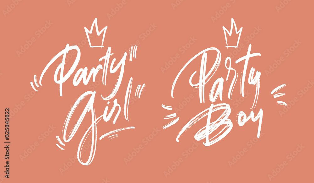 Handwritten calligraphy 'Party girl'. Lettering for birthday party ...
