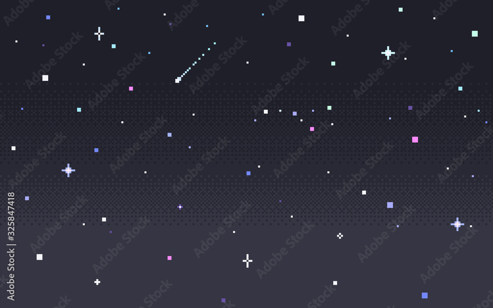 Pixel art star sky at night. Stock Vector | Adobe Stock