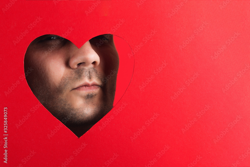 Design concept for Valentine's Day, cute man, brutal handsome ...