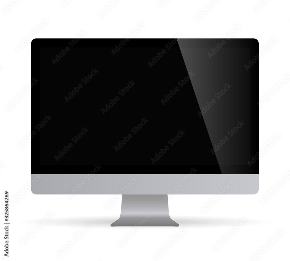 Realistic desktop computer monitor with black screen. Illustration ...