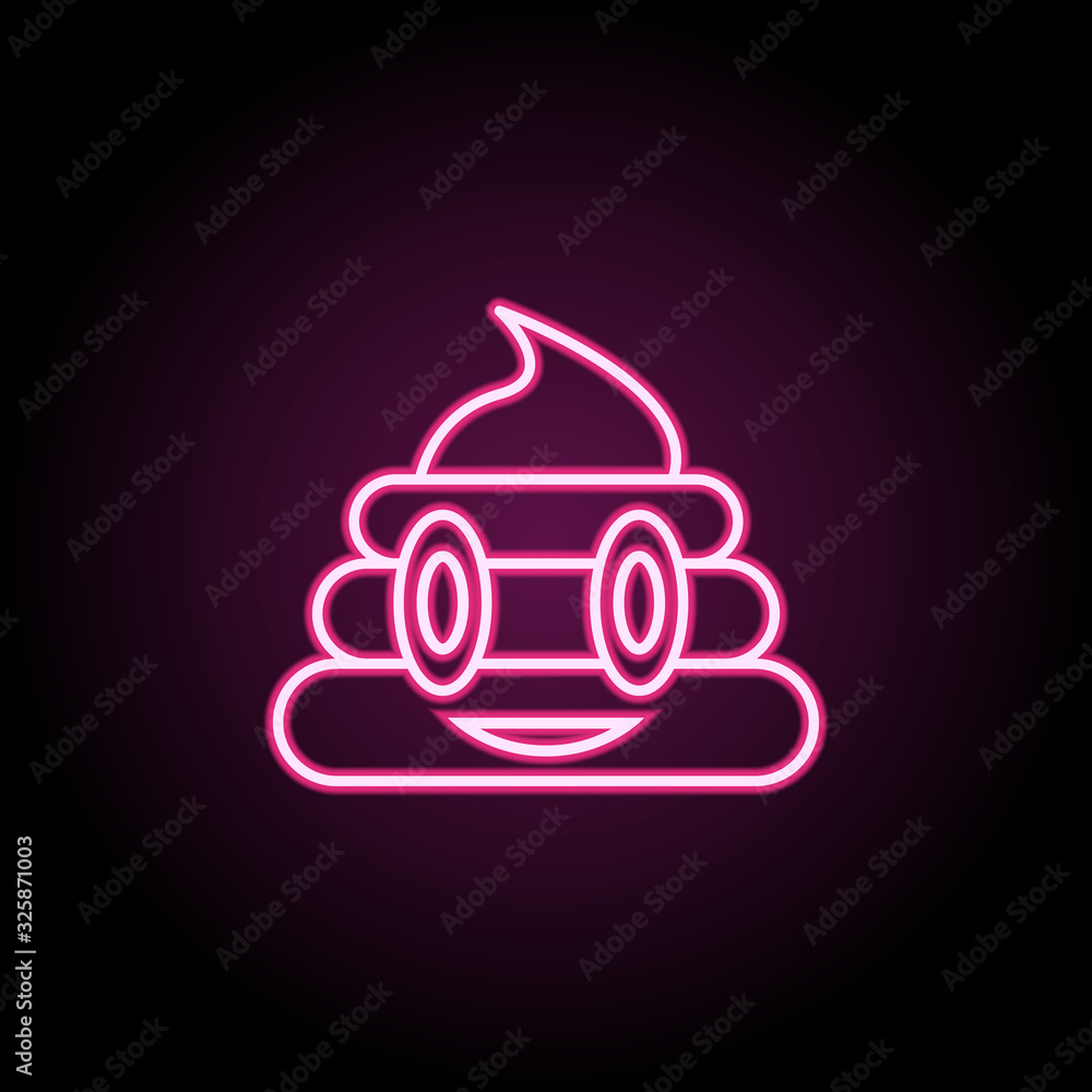 A lot of shit neon icon. Simple thin line, outline vector of emoji ...