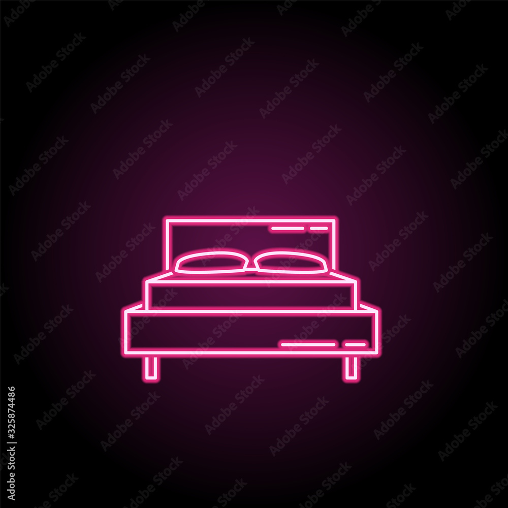 Bed neon icon. Simple thin line, outline vector of household icons for ...