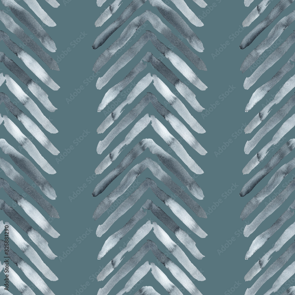 Seamless hand-drawn herringbone pattern, watercolor illustration ...
