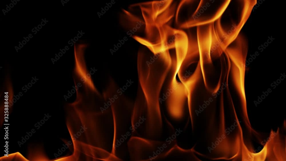 Fire Flames Igniting And Burning - Slow Motion. A line of real flames ...