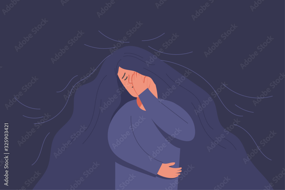 unhappy and sad young girl in depression, sorrow woman, mental health ...