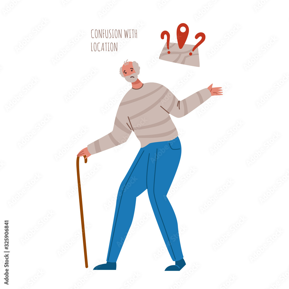 old people with dementia signs and symptoms, confused aged senior men ...