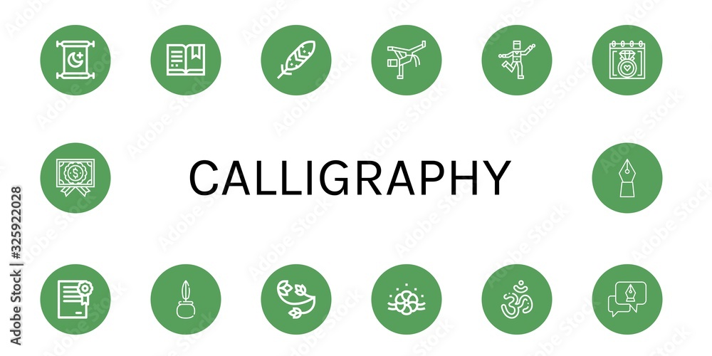 calligraphy simple icons set Stock Vector | Adobe Stock