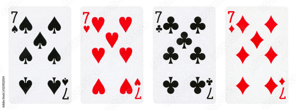 Four Playing Cards Isolated on White Background, Showing Eights from ...