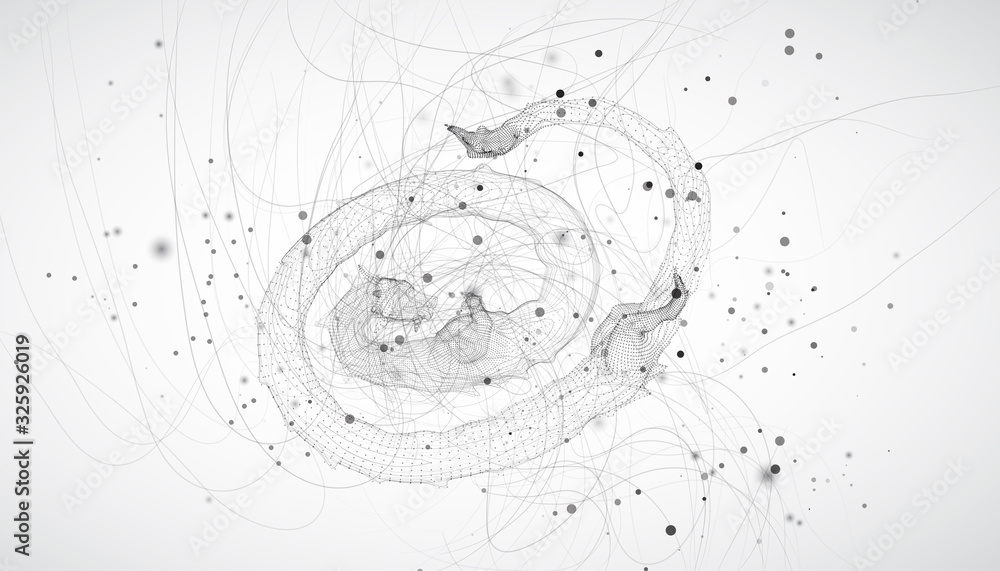 vector asian dragon kite on white background in dots and splines style ...