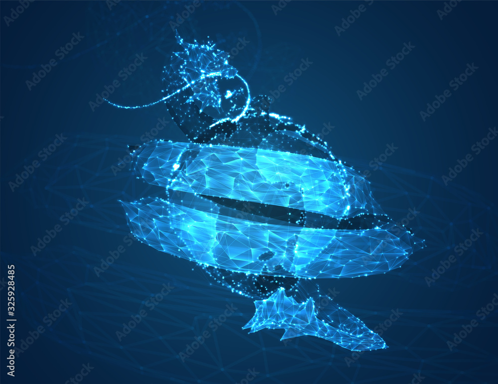 vector long dragon snake on a deep dark blue background in the style of ...