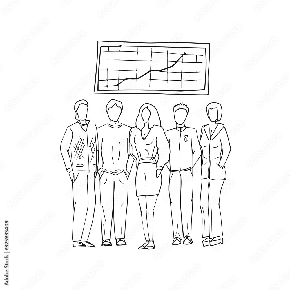 Business People teamwork. Freehand drawn vector illustration. The ...