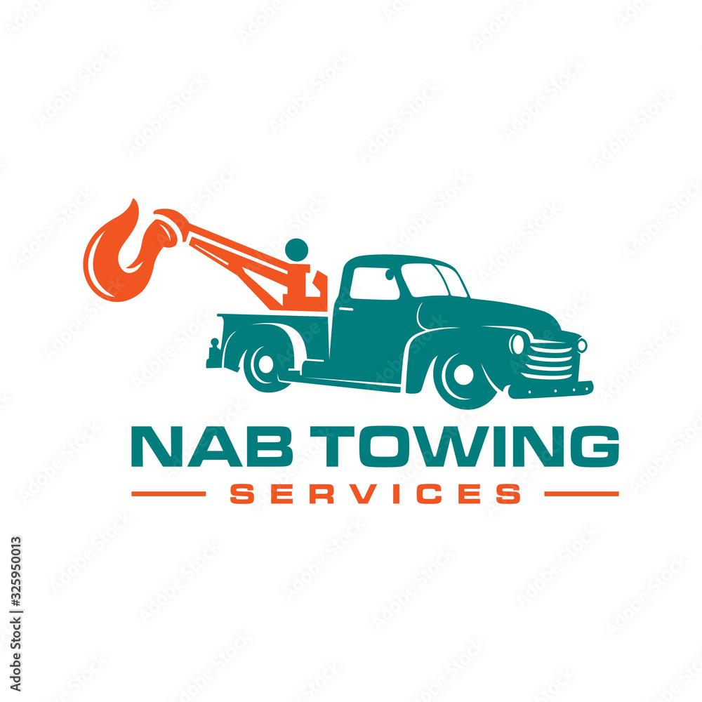 towing car logo design Stock Vector | Adobe Stock