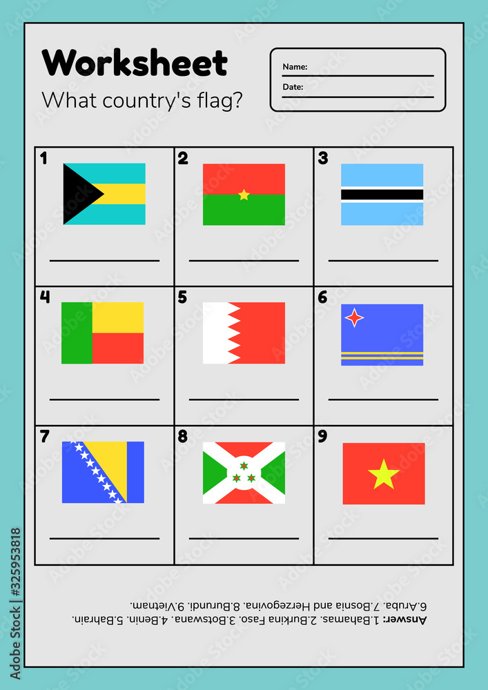 Worksheet on geography for preschool and school kids. What country's ...
