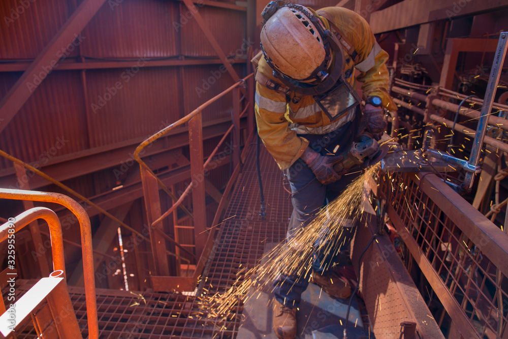 Wide shoot construction worker boiler wearing personnel safety ...