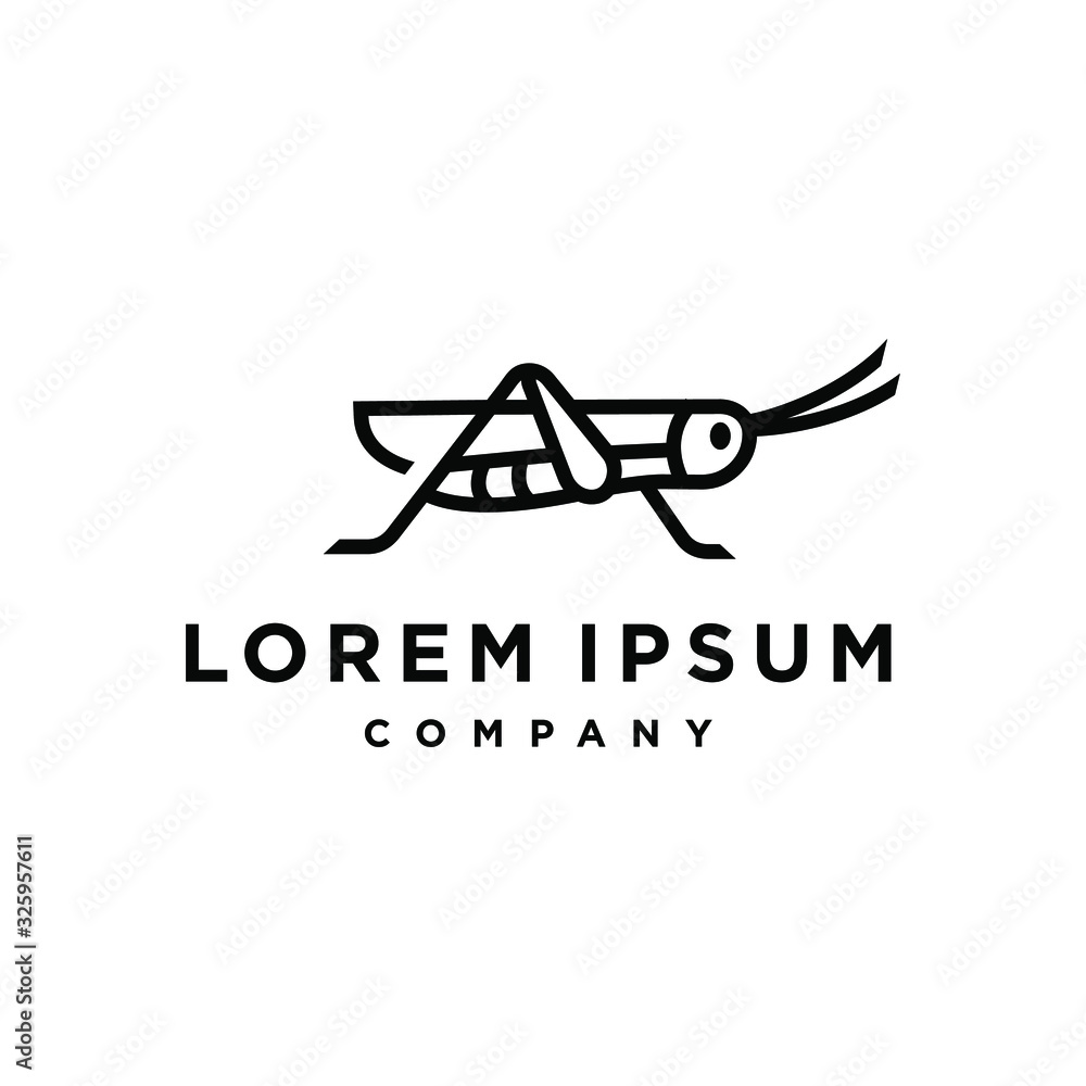 Grasshopper mantis logo, cricket insect icon in trendy minimal ...