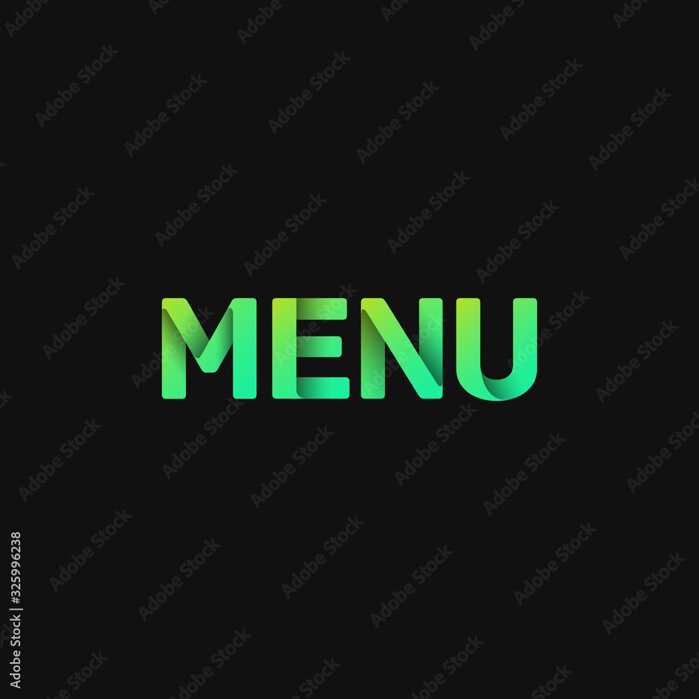 Folded paper word 'MENU' with dark background, vector illustration ...