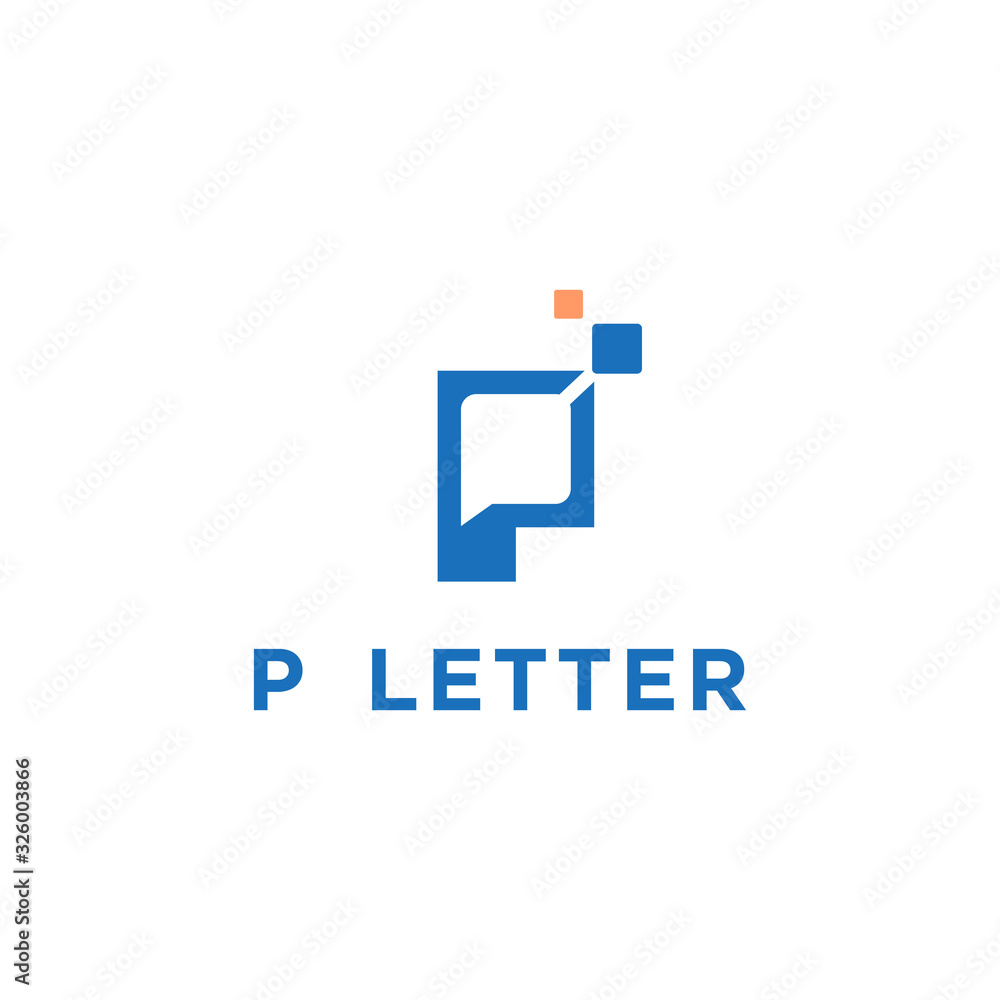 P Logo Design with Digital Vector Illustration Stock Vector | Adobe Stock