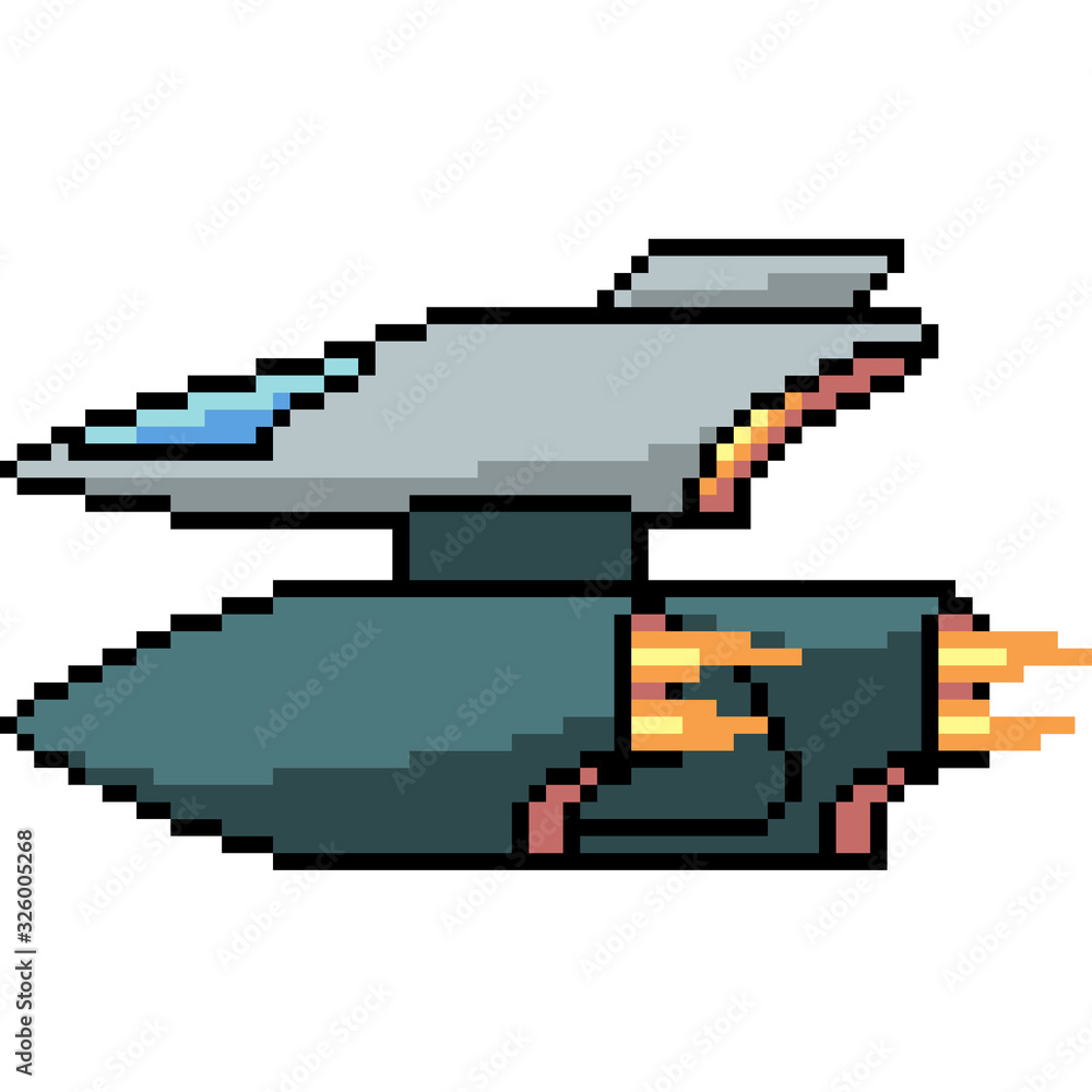 vector pixel art isolated space ship Stock Vector | Adobe Stock