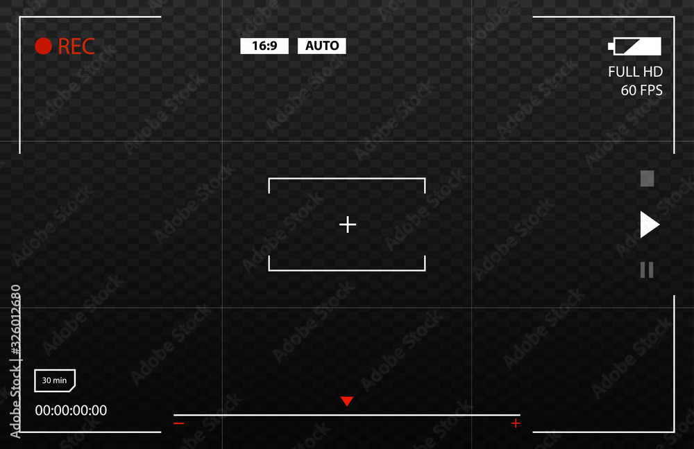 Camera view viewing images. Visual screen focusing. VectorCamera view ...