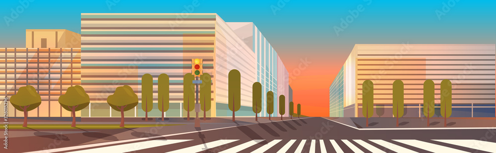 no people city street buildings road view cityscape background empty ...