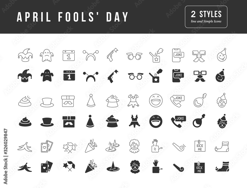 Vector Simple Icons of April Fool's Day Stock Vector | Adobe Stock